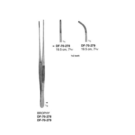 BROPHY DELICATE TISSUE FORCEPS 1 X 2 TEETH - 19.5 CM - Relpro