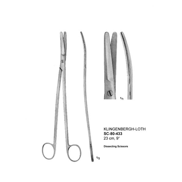 KLINGENBERGH-LOTH DISSECTING VASCULAR SCISSORS - 23 CM - Relpro