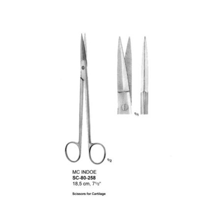 MC INDOE SURGICAL & DISSECTING SCISSORS FOR CARTILAGE - 18.5 CM - Relpro