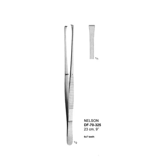 NELSON TISSUE FORCEPS 6 x 7 TEETH - 23 CM - Relpro
