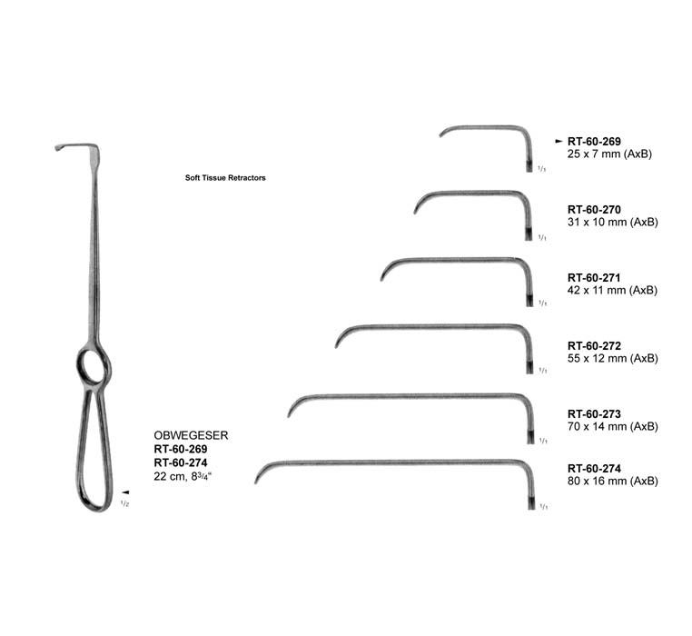 OBWEGESER SOFT TISSUE RETRACTORS - 22 CM - Relpro
