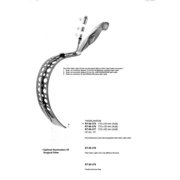 THORLAKSON PELVIS RETRACTORS WITH INTERCHANGEABLE FIBER OPTIC LIGHT ...