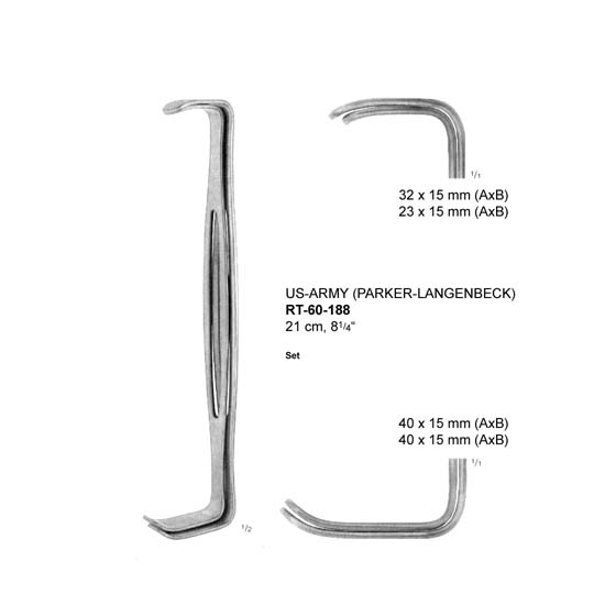 US-ARMY ( PARKER-LANGEBECK) RETRACTORS SET - 21 CM - Relpro