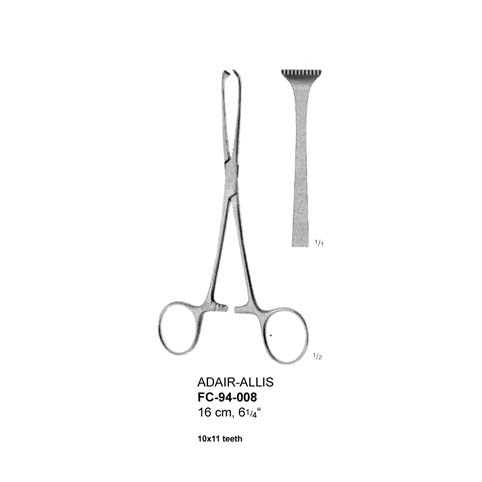 ADAIR-ALLIS INTESTINAL & TISSUE GRASPING FORCEPS, 10 x 11 TEETH - 16 CM ...