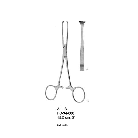 ALLIS INTESTINAL & TISSUE GRASPING FORCEPS, 5 X 6 TEETH – 15.5 CM - Relpro
