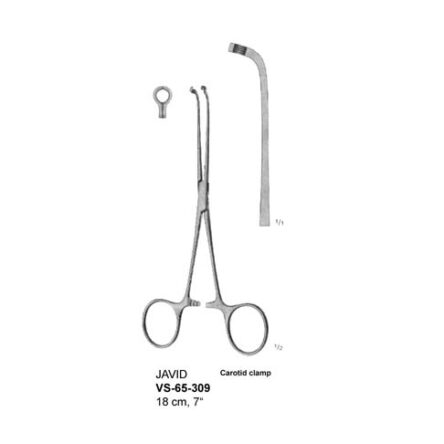 JAVID CAROTID VASCULAR CLAMPS WITH TOOTHING DE BAKEY – 18 CM - Relpro