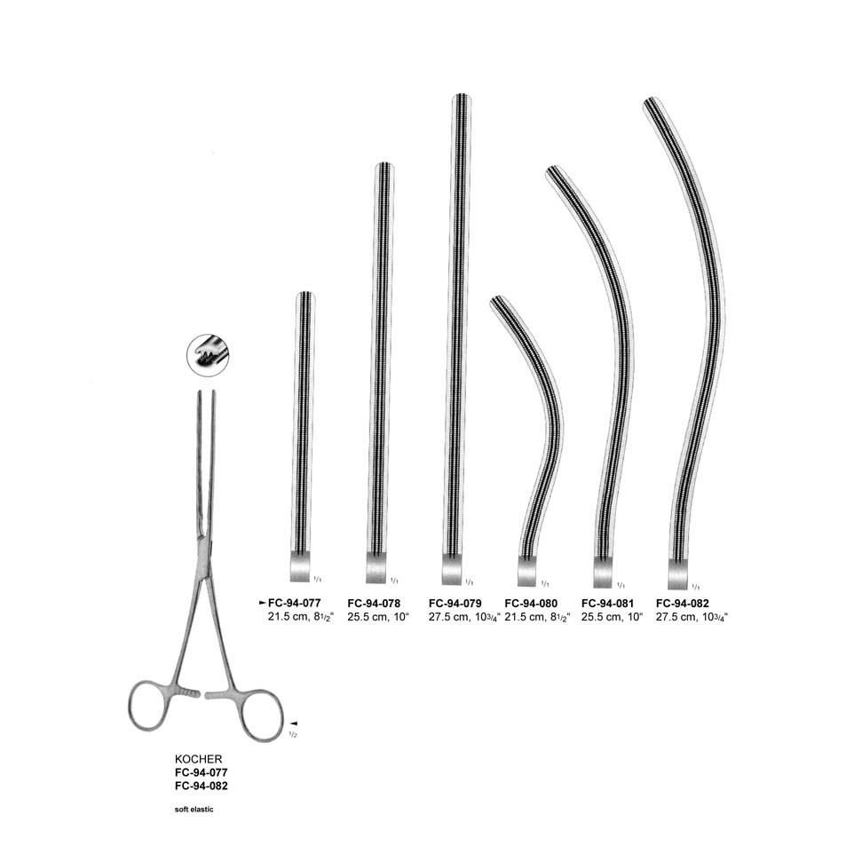 KOCHER INTESTINAL CLAMP FORCEPS SOFT ELASTIC, WITH NON-TRAUMATIC ...