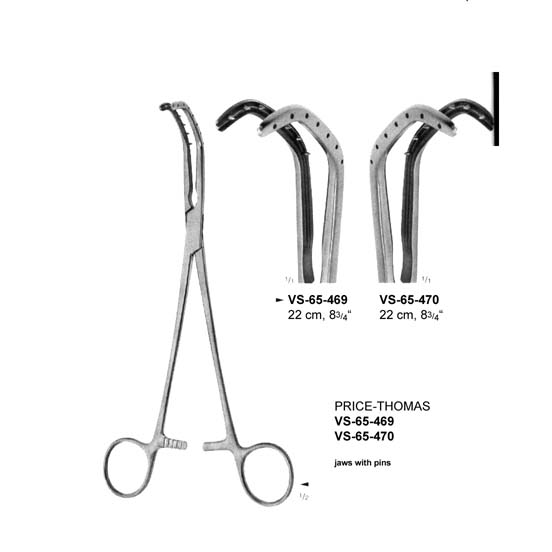 PRICE-THOMAS BRONCHUS FORCEPS, JAWS WITH PINS – 22 CM - Relpro