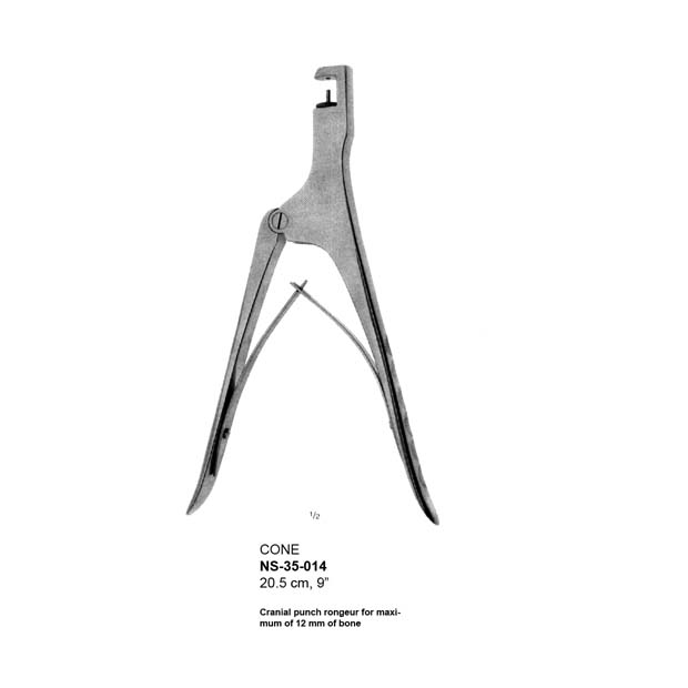 CONE CRANIAL PUNCH RONGEUR FOR MAXIMUM 12 MM OF BONE - 20.5 CM - Relpro