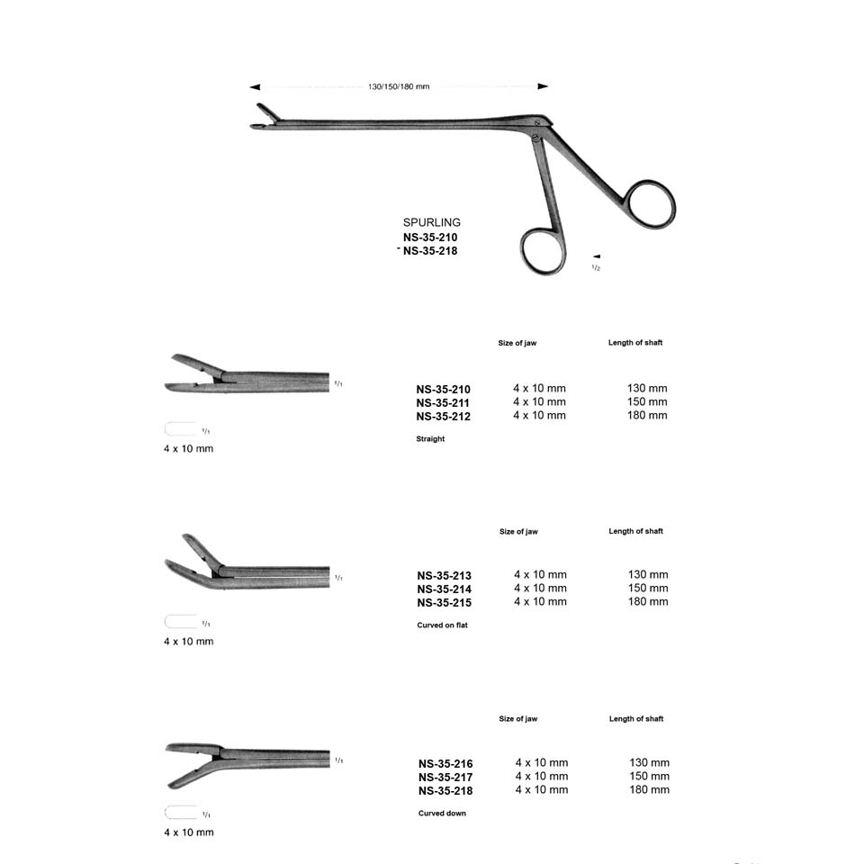 SPURLING LAMINECTOMY RONGEURS, STRAIGHT/CURVED ON FLAT/CURVED DOWN ...